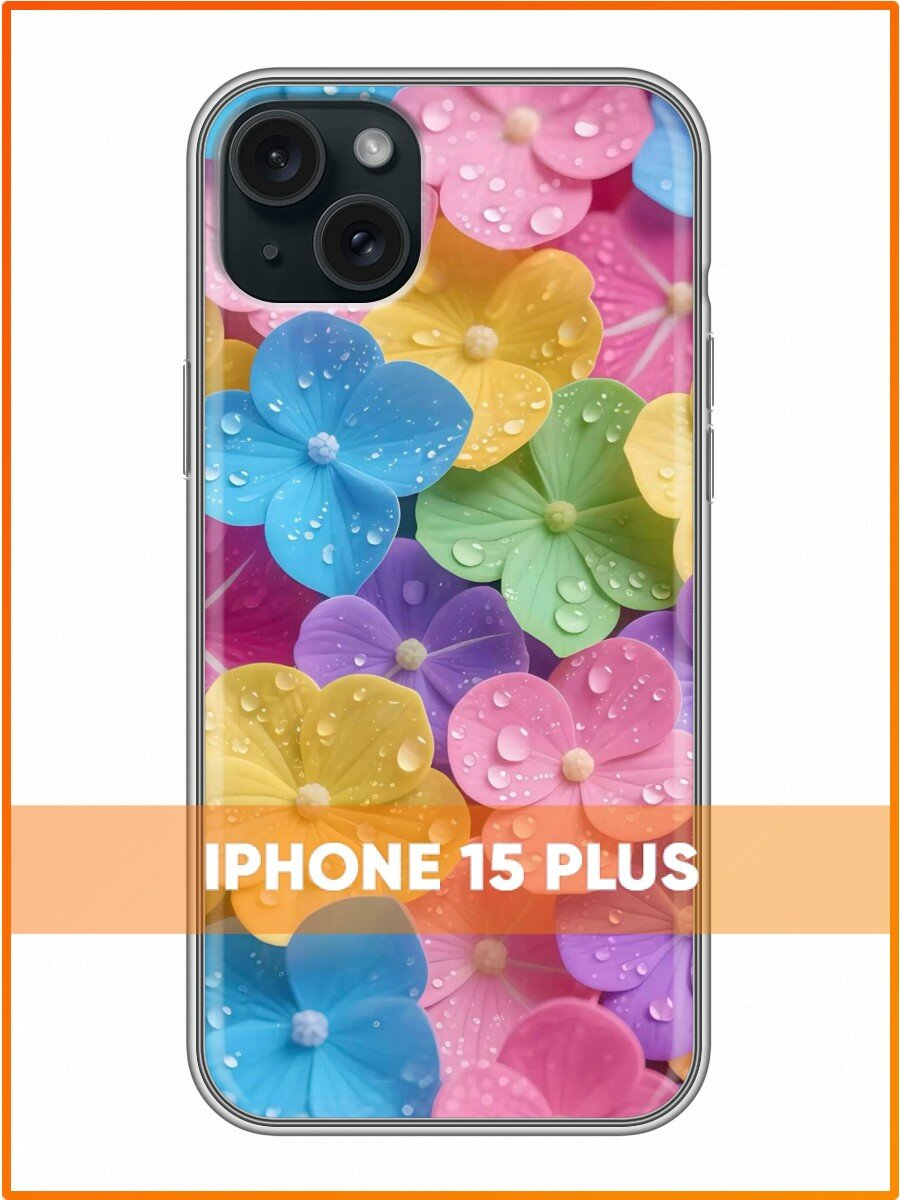 Чехол для Iphone 15 Plus с принтом для женщин с цветочками (Айфон 15 Плюс)
