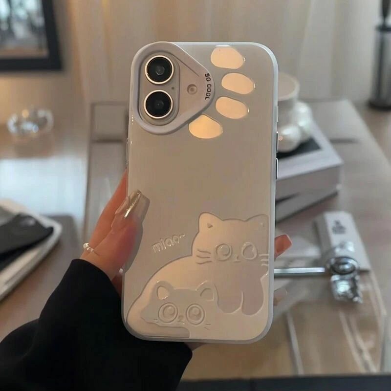 Чехол на iPhone XR / айфон XR белый с принтом Котик противоударный