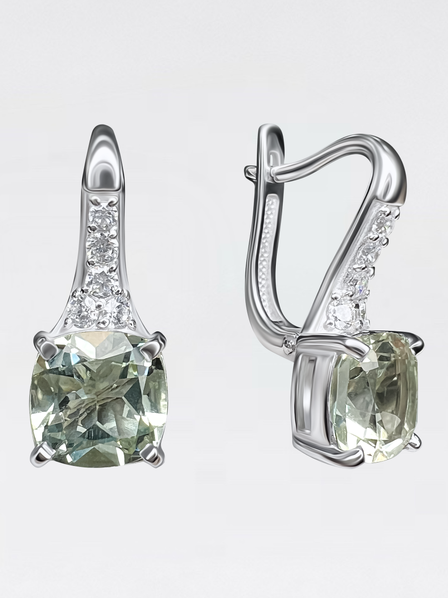 Серьги, серебро, 925 проба, родирование, аметист