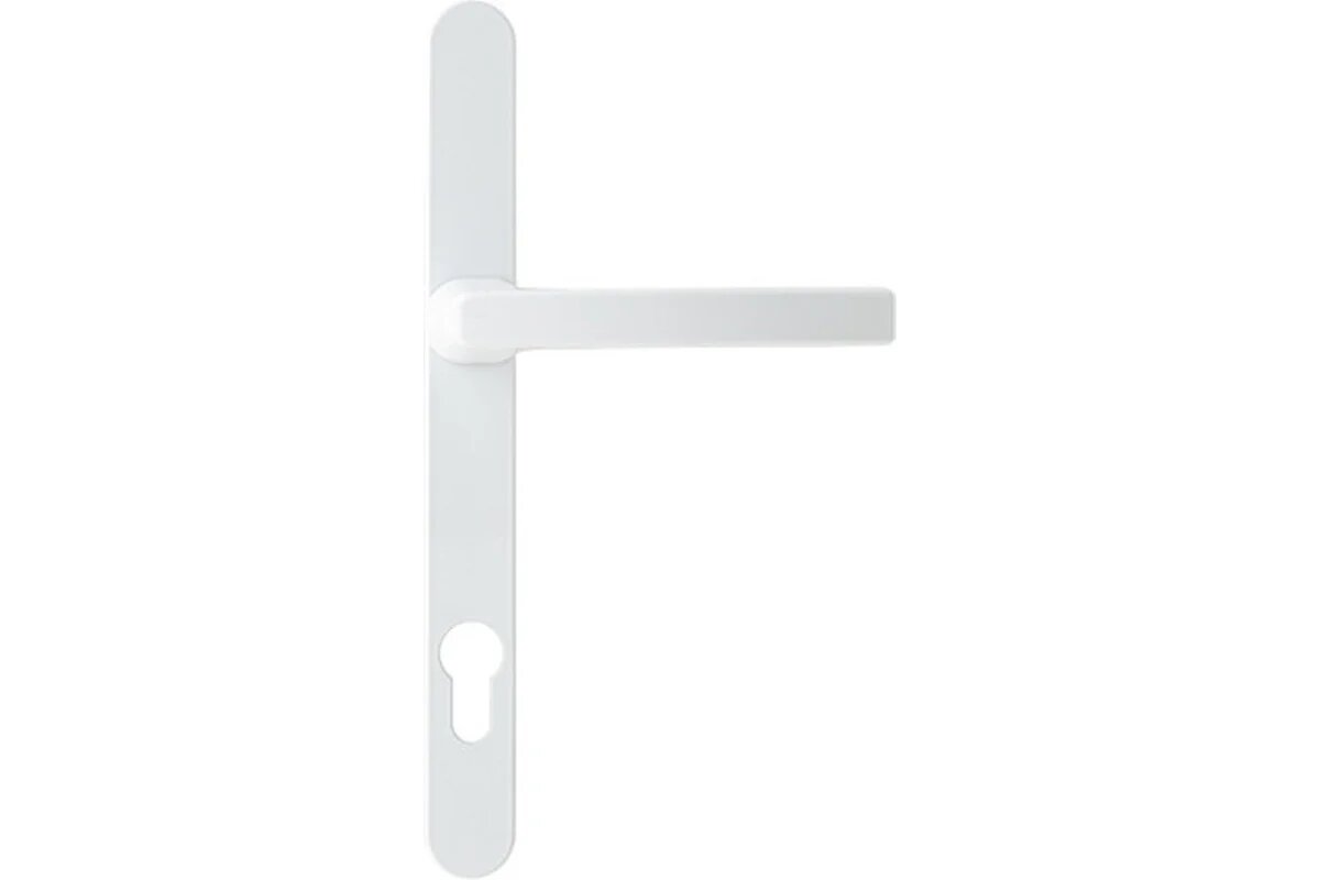 Ручки на планке APECS HP-92.7105-W из алюминиевого сплава ADC 12 для узкопрофильных дверей 67‑76 мм с полимерным покрытием W‑9016 и стяжными винтами «бамбук»