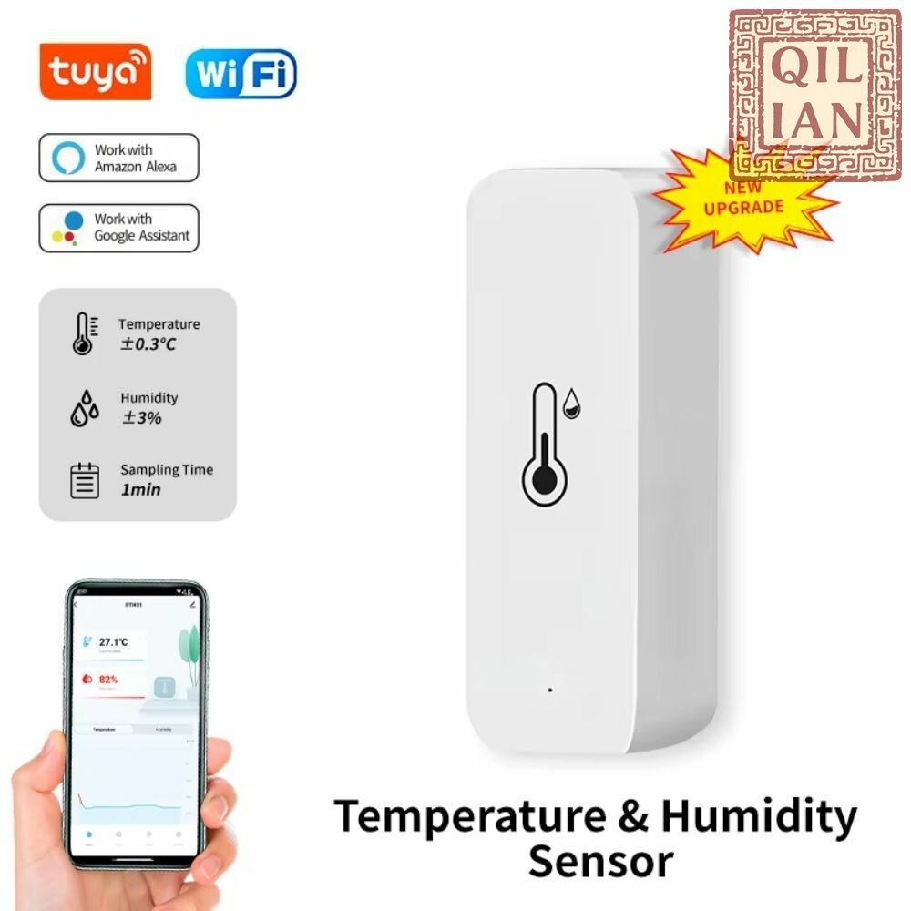 Датчик температуры и влажности для умного дома, термометр-детектор с WiFi, монитор для умного дома через Alexa, Google Home, Tuya Smart Life