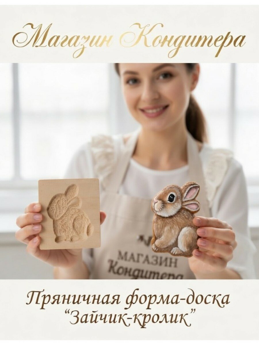 Пряничная форма-доска "Зайчик-кролик" для пряников и печенья.