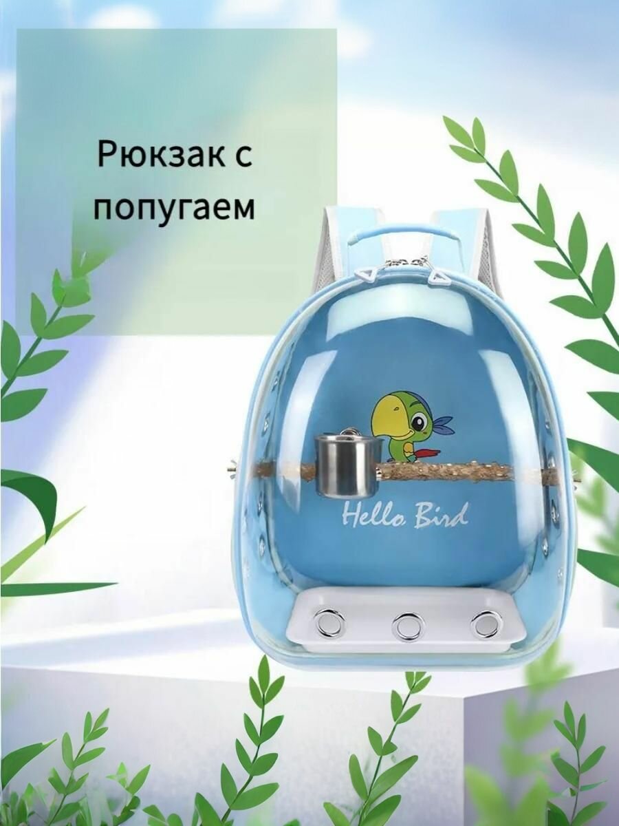 Переноска для попугаев Прозрачный рюкзак для переноски С деревянными палочками и чашечками