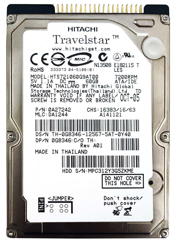 Жесткий диск Hitachi 397007-001 60Gb 7200 IDE 2,5" HDD