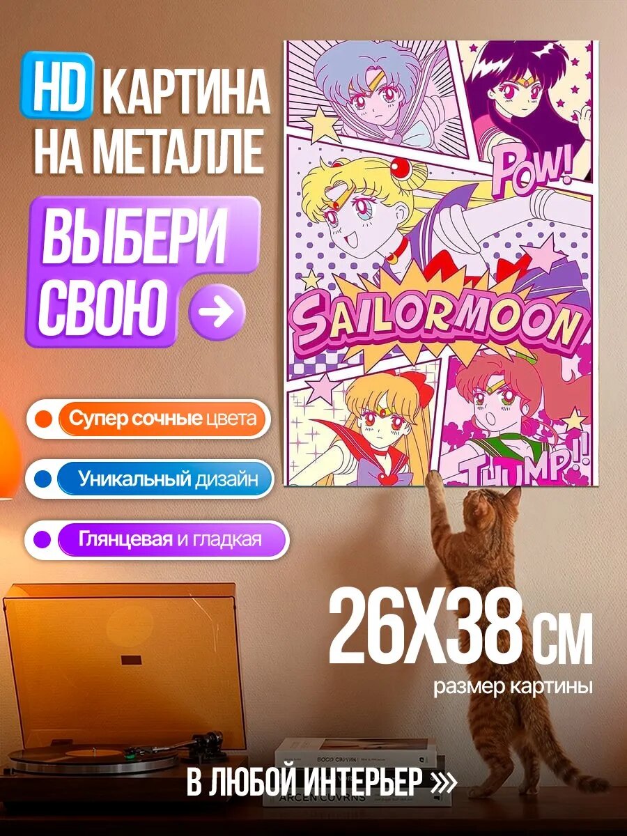Картина на HD металле Сейлор Мун команда