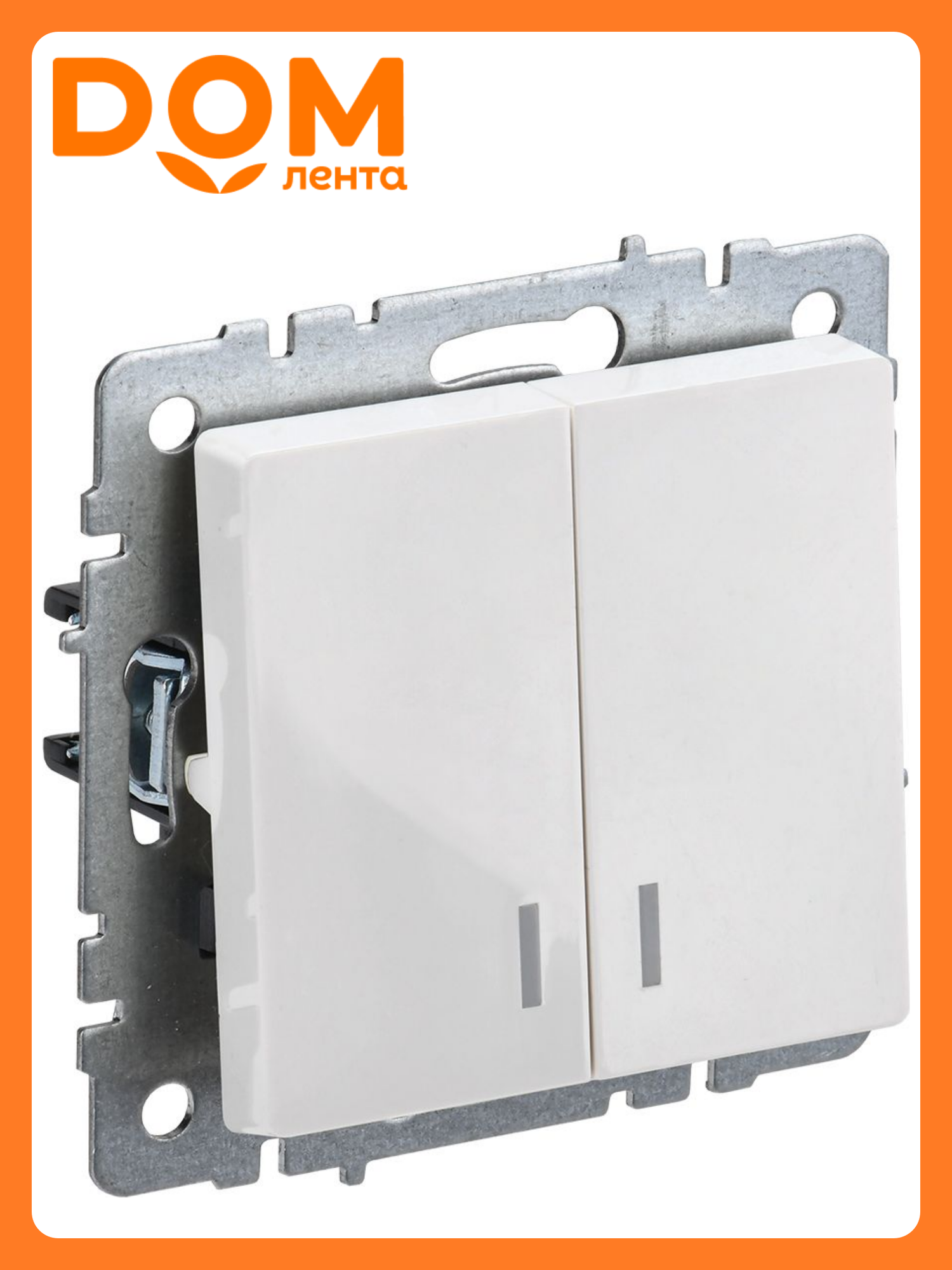 Выключатель IEK BRITE ВС10-2-1-БрБ, 2-клавишный, белый, IP20, пластик