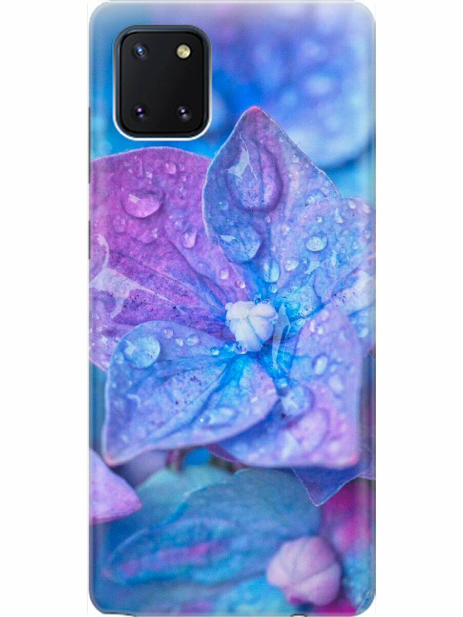 Ультратонкий силиконовый чехол-накладка для Samsung Galaxy Note 10 Lite с принтом "Голубой цветочек"