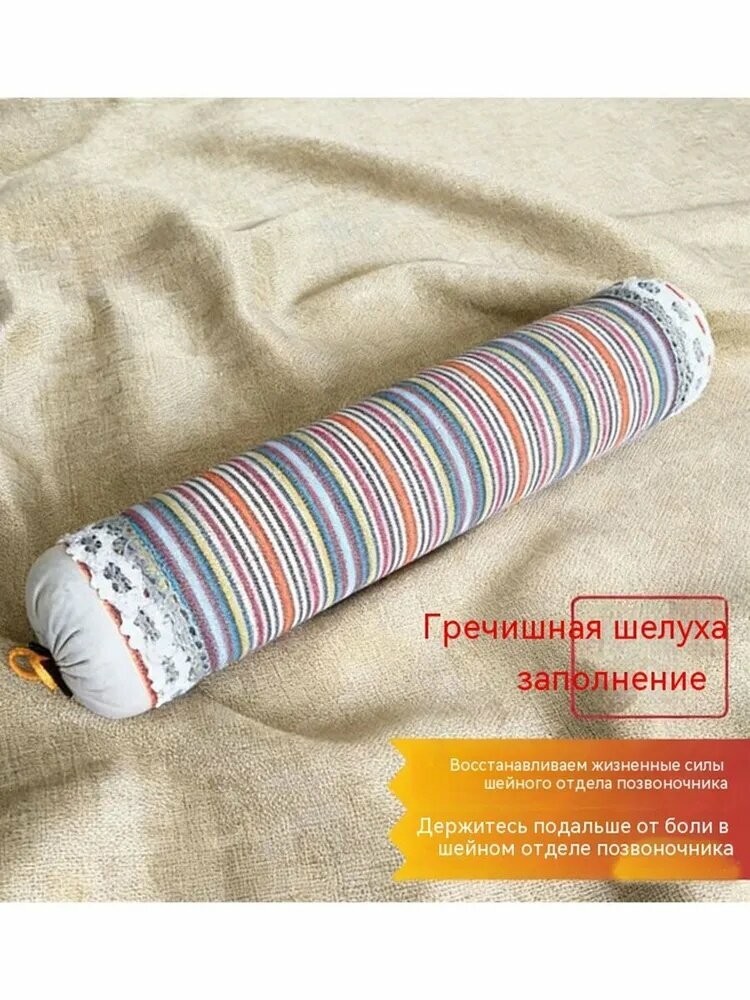 Подушка 8x40 см, Жесткая жесткость, Лузга гречихи