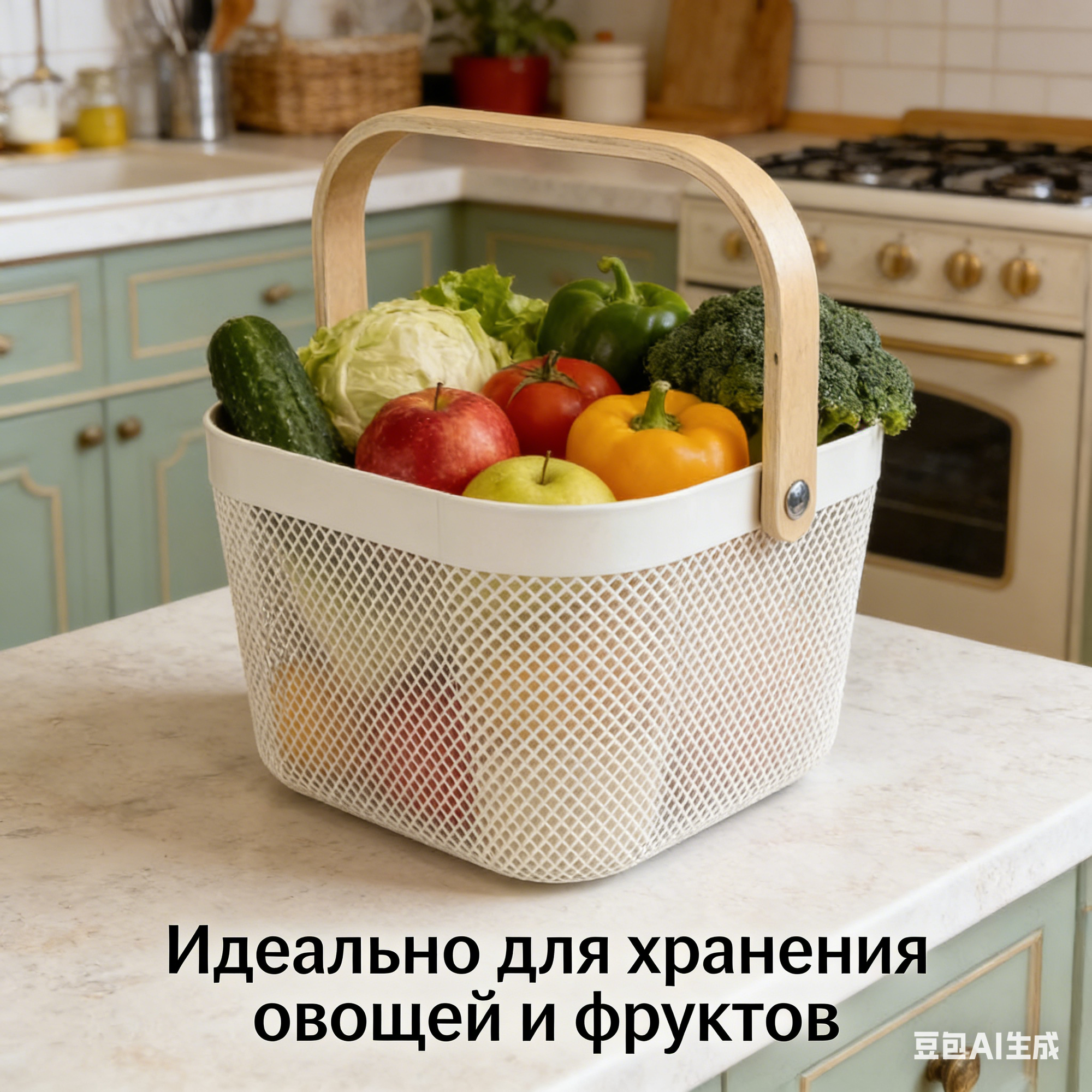 Белая хозяйственная корзина для хранения, пластиковая, с фильтром для овощей и фруктов, 26x25x18 см