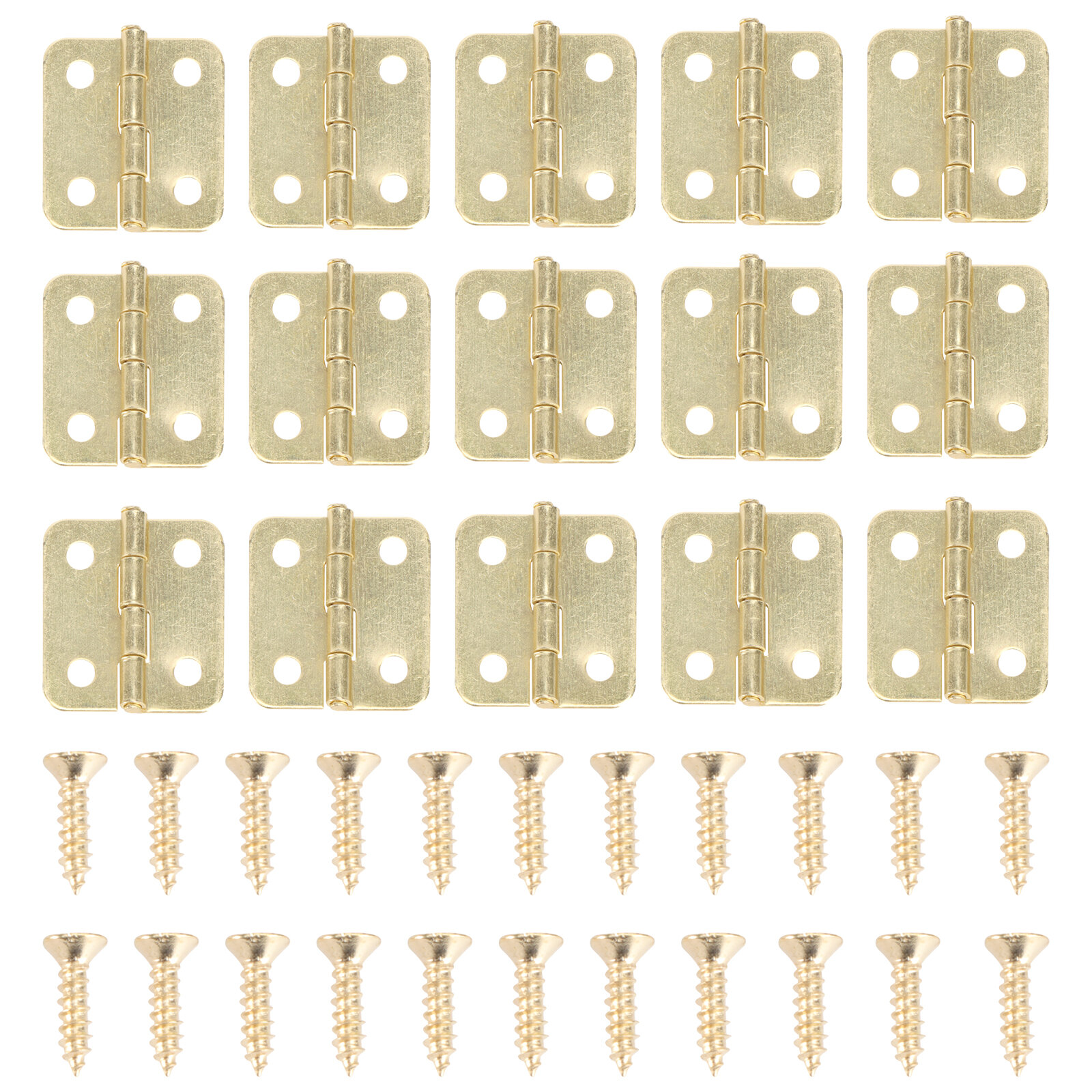 Миниатюрные петли, шестигранные закругленные железные петли, для шкатулок, сундуков и деревянных ящиков (20 желтых петель + 80 винтов).