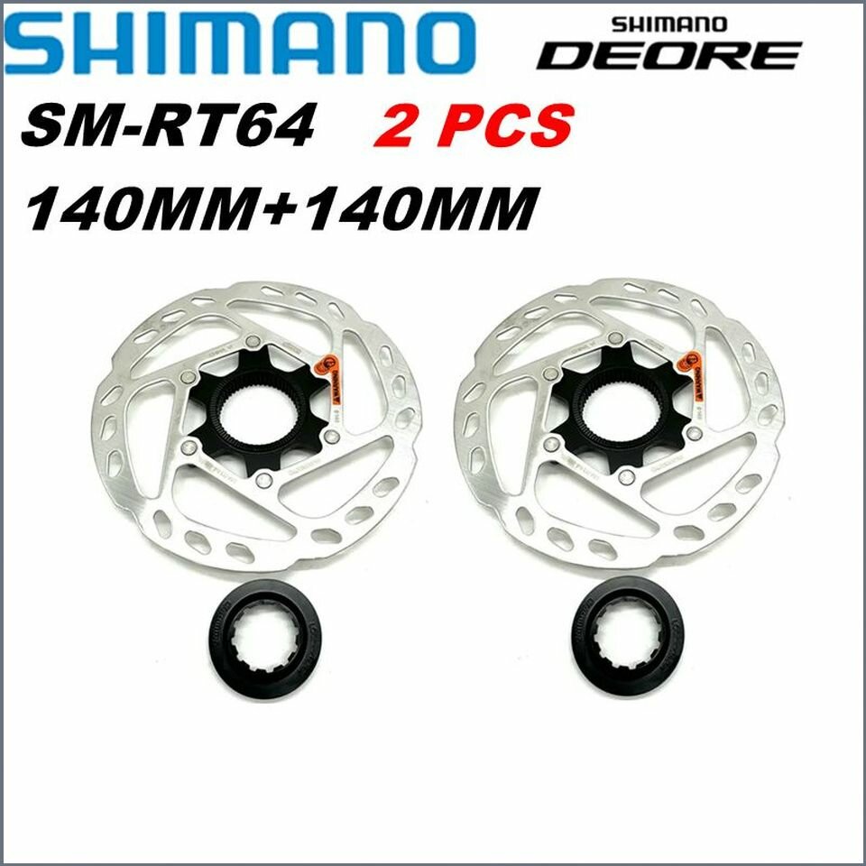 Тормозной диск для велосипеда (ротор), 140 мм, Shimano SM-RT64-S, Center lock (с локрингом), без коробки, 2 шт.