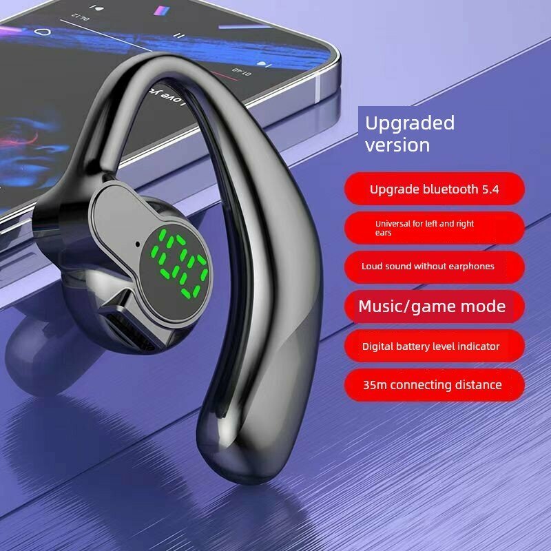 Наушники Bluetooth с цифровым дисплеем, черный цвет, высококачественный звук для спорта и повседневного использования
