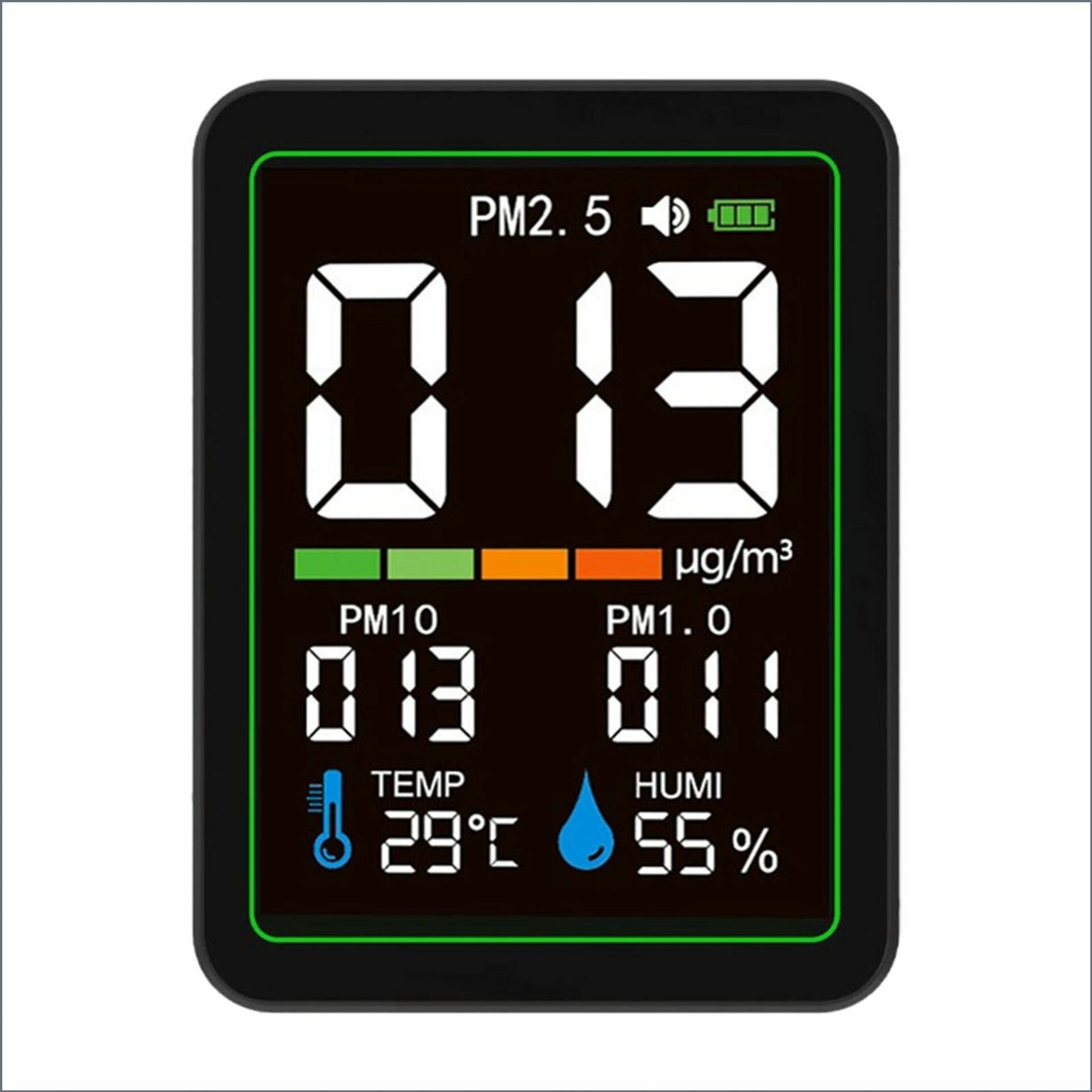 5-в-1 лазерный детектор пыли: PM1.0, PM2.5, PM10, темп, влажность