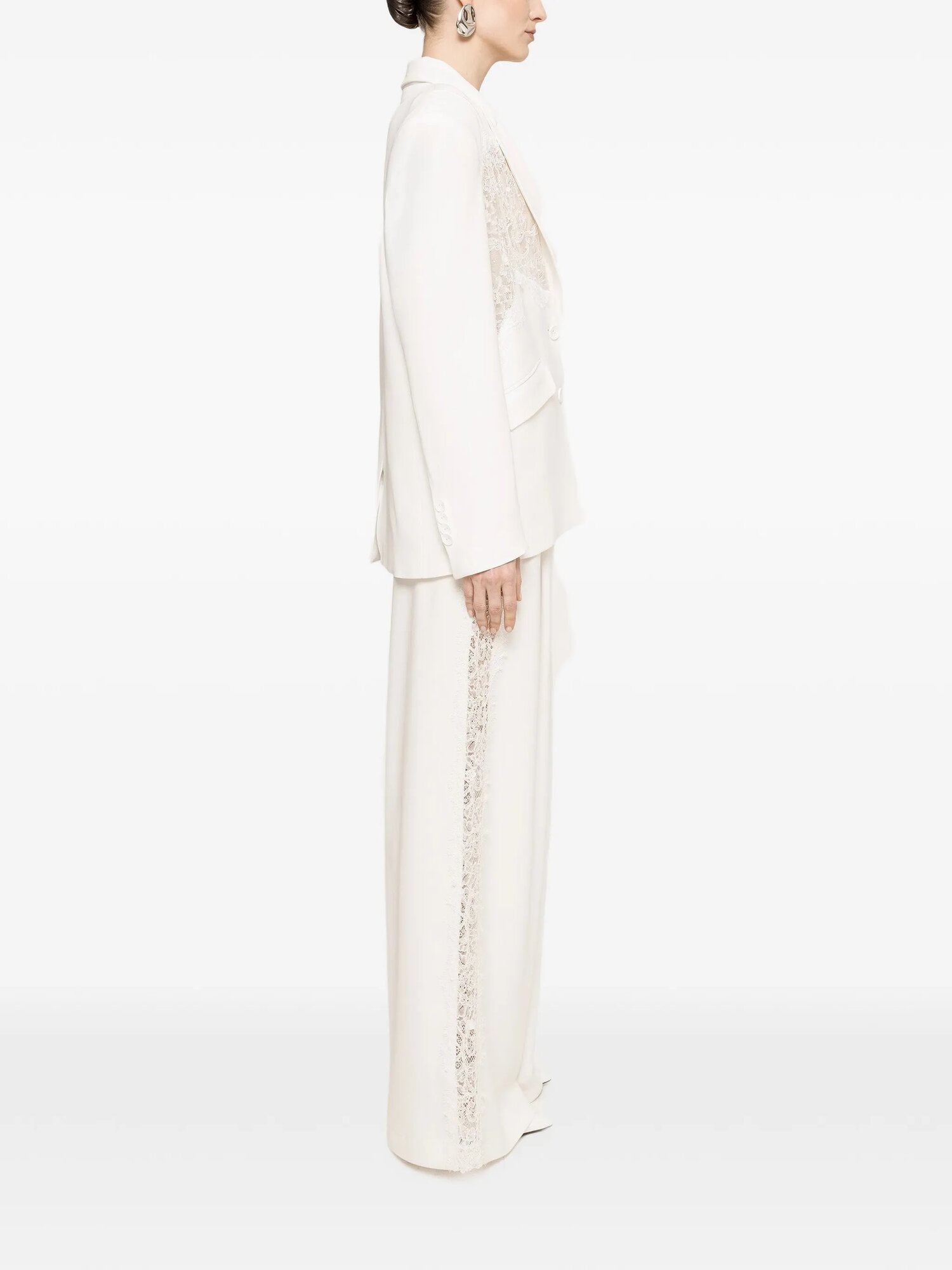 Пиджак Nissa Lace-insert blazer, размер 40, бежевый/белый — фото 1