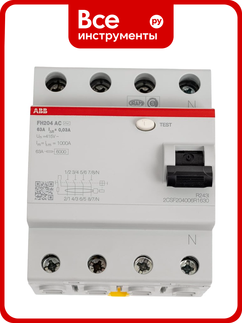 Выключатель дифференциального тока ABB 4 модуля FH204 AC-25/0,1 2CSF204006R2250 модульный электромеханический
