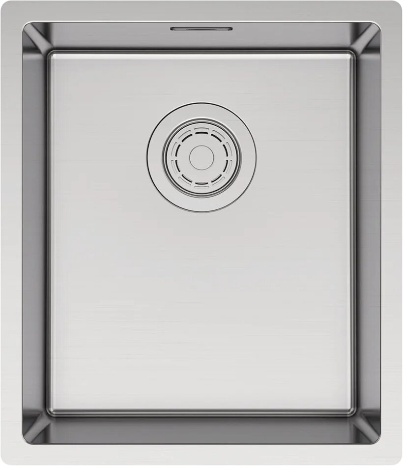 Мойка кухонная Paulmark Lassan LA38-BS металлическая, 38x44, прямоугольная, сталь, мойка для кухни, встраиваемая снизу, с сифоном, со сливом-переливом