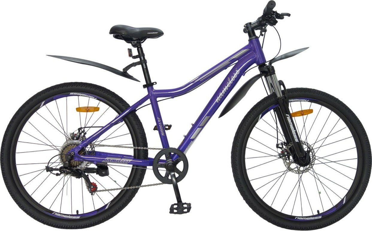 Велосипед горный подростковый Nameless J6100DW 26 (2025), алюминиевая рама, размер 15", цвет Фиолетовый-серый