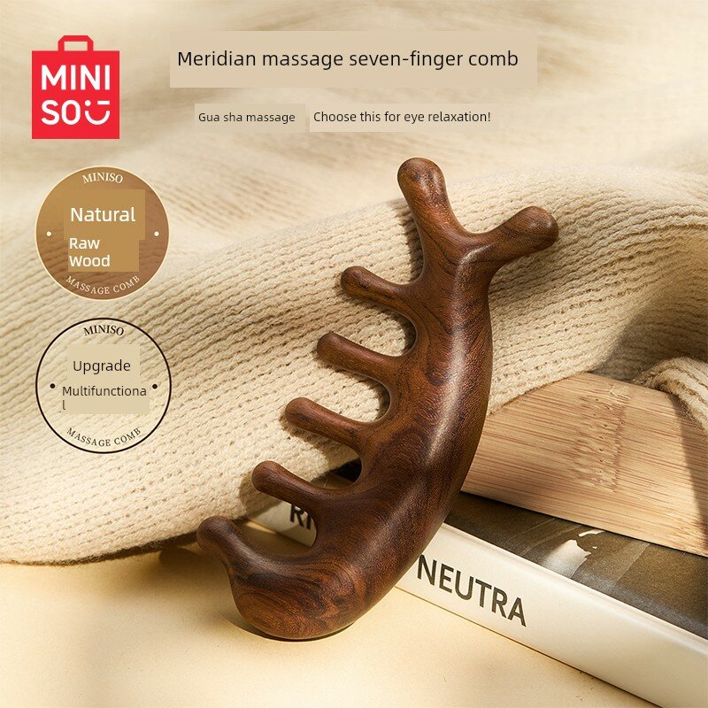 Массажная расческа MINISO Meridian из сандалового дерева, деревянная расческа для кожи головы, инструмент Гуаша из