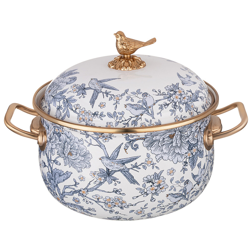 Кастрюля эмалированная LEFARD С крышкой, серия ROYAL GARDEN 2,8Л, ДИА.18СМ подходит для индук. ПЛ