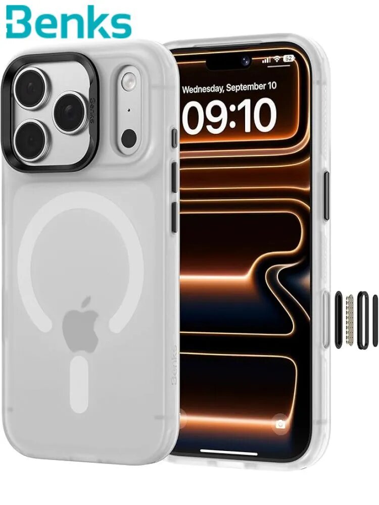 Чехол Benks для iPhone 17 Pro Max 6,9 дюймов, с кнопкой управления камерой, совместимый с MagSafe, прозрачный матовый противоударный защитный чехол