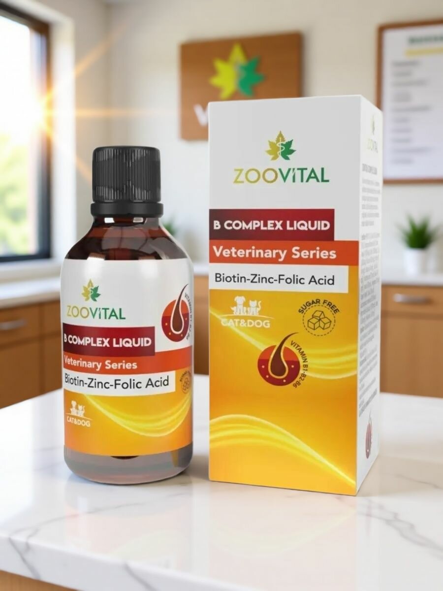 Кормовая добавка Zoovital B-комплекс жидкий, витамины для шерсти кошек и собак, 50 мл