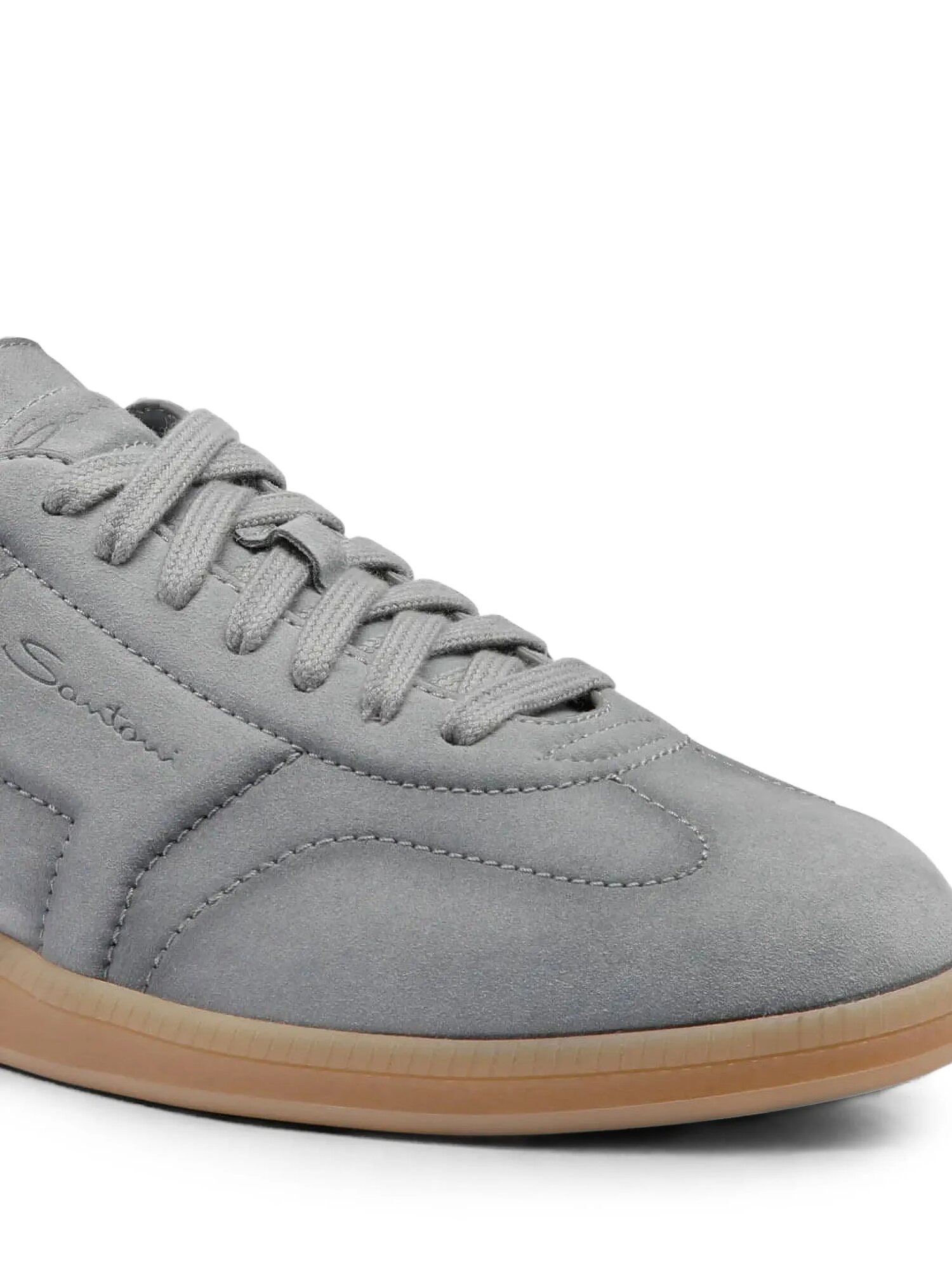 Кроссовки Santoni Logo-print suede sneakers, размер 9, grey — фото 1