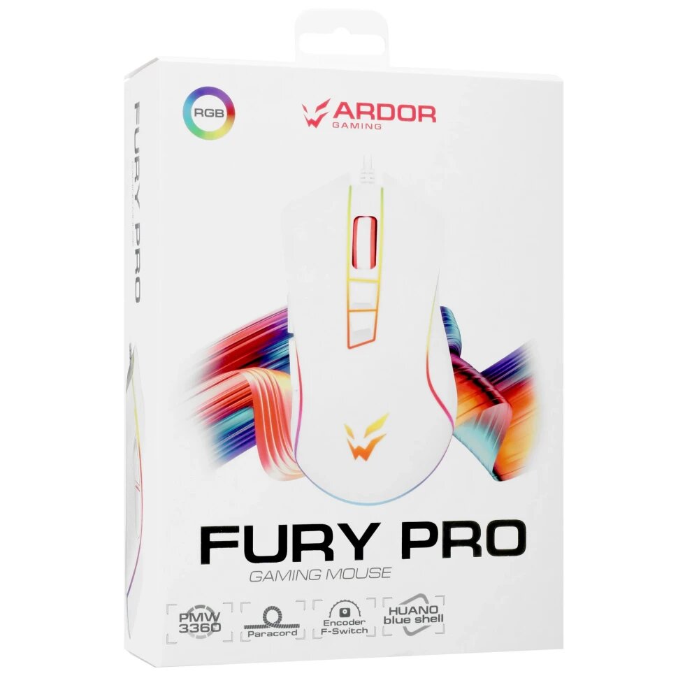 Мышь проводная ARDOR GAMING Fury PRO [ARD-FURY3360-WT] белый