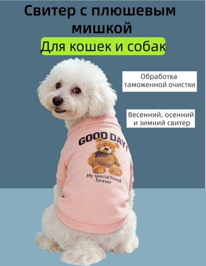 Теплый свитер с милым мишкой из тонкого флиса на двух ножках для собак, одежда для кошек, весна-осень (подходит для мелких и средних пород)