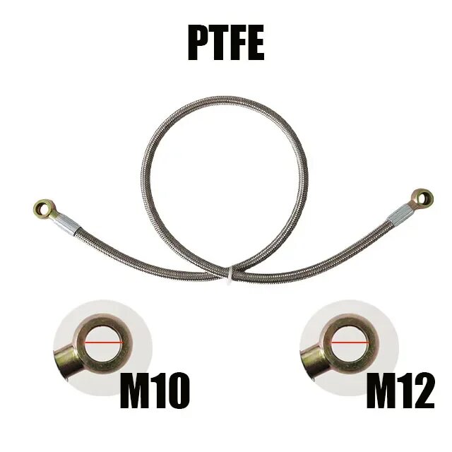 Трубка птфэ Плетеная M10-M12, 30-500 см, серебристая