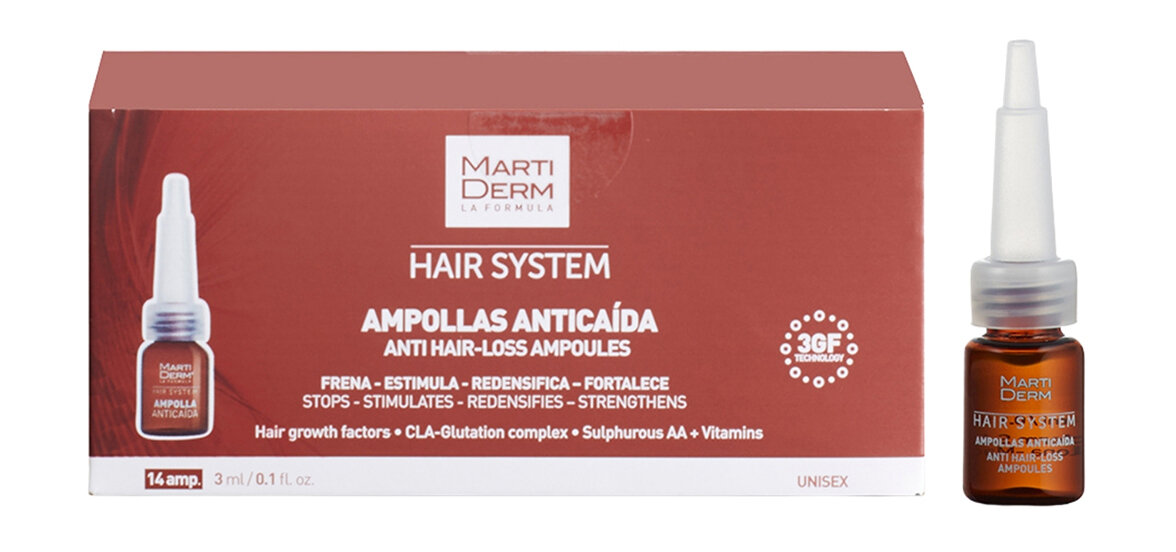 Ампулы против выпадения волос / Martiderm Hair System 3GF Anti HairLoss Ampoules