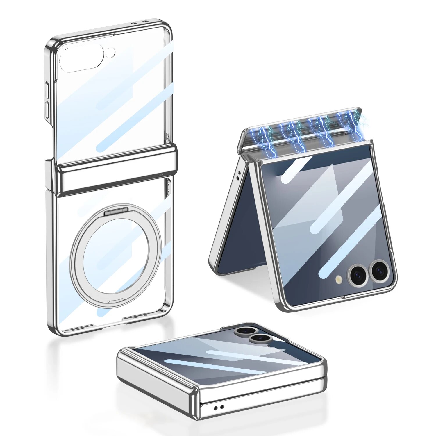 Чехол Samsung Galaxy Z Flip 7 серебряный, стекло