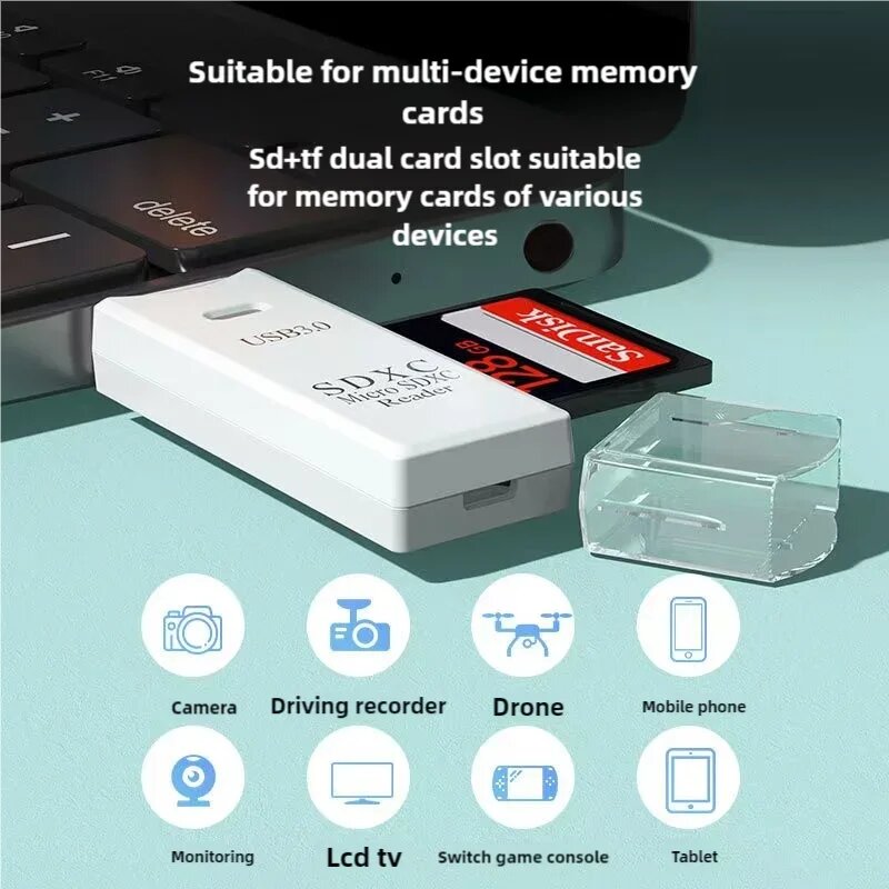 USB-кардридер 2-в-1 для SD/TF карт Белый, white — фото 1