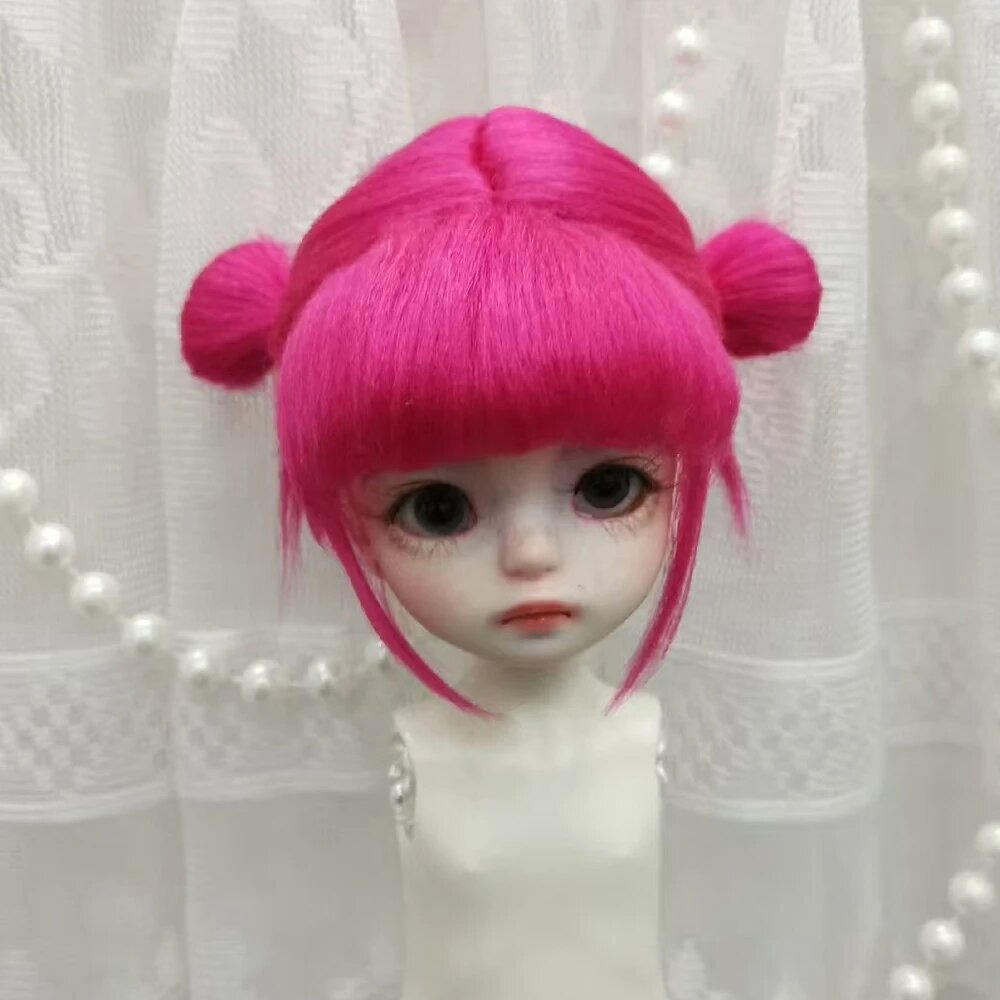 Розовый парик для куклы BJD, V-only wig, HD(13-14cm)