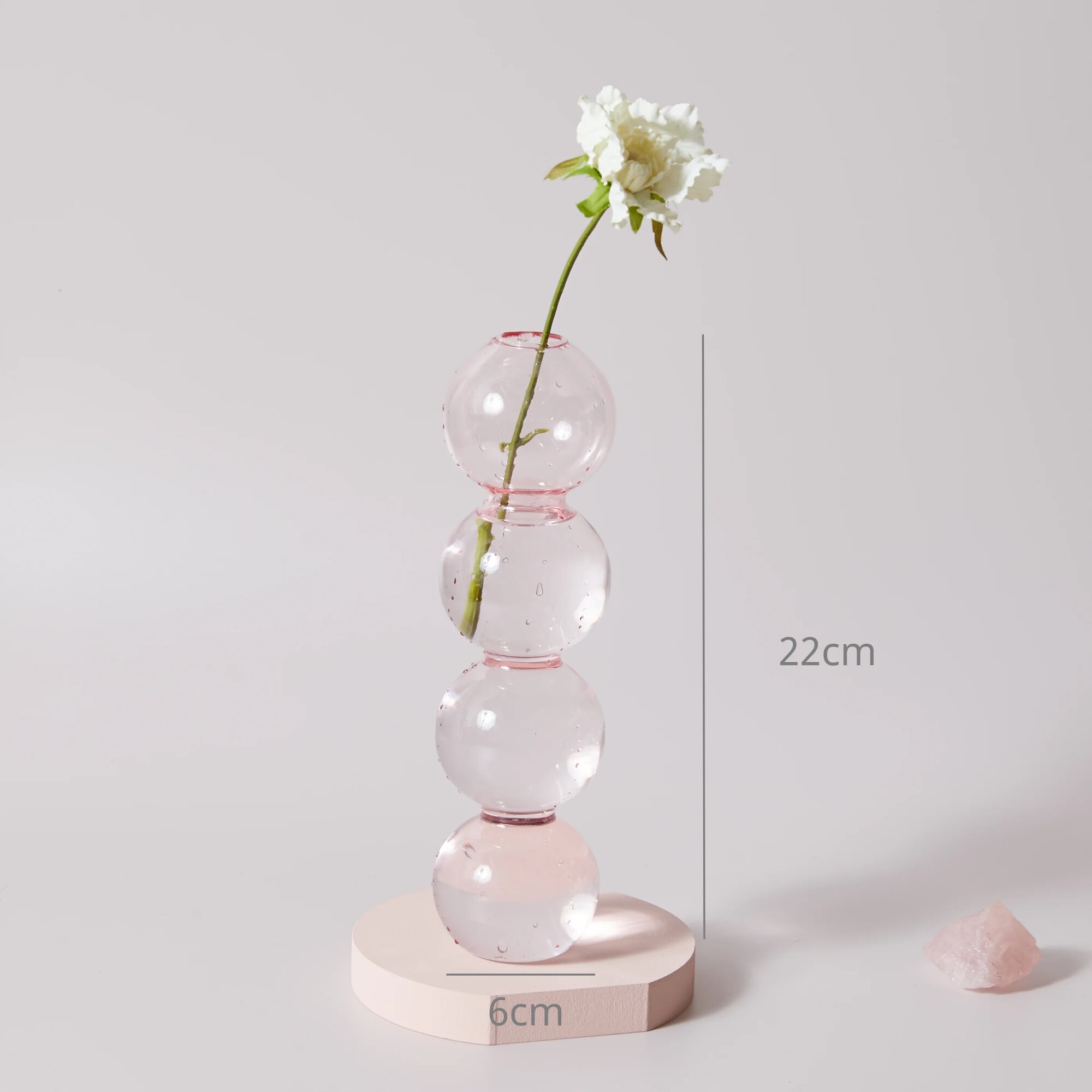 Розовый стеклянный подсвечник Floriddle Decor