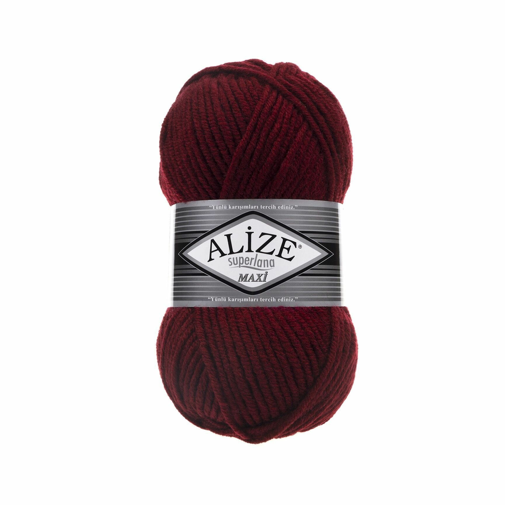 Пряжа Суперлана Макси Alize (Superlana Maxi) упаковка 5 мотков 100 гр. 100 м. 25% шерсть 75% акрил цвет 57 бордовый