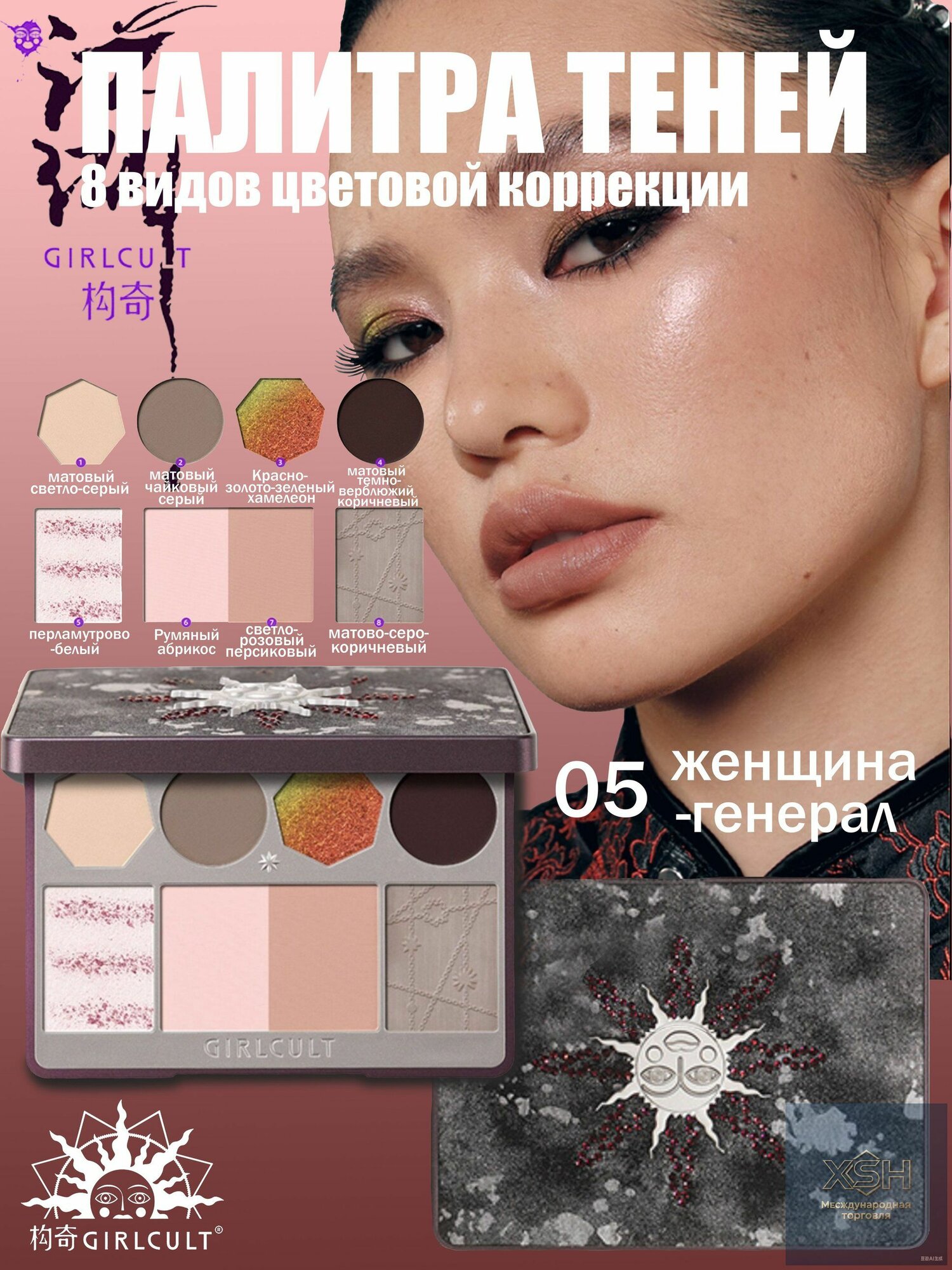 Тени для век Girlcult новой серии Jianghu, многофункциональная палитра теней для век