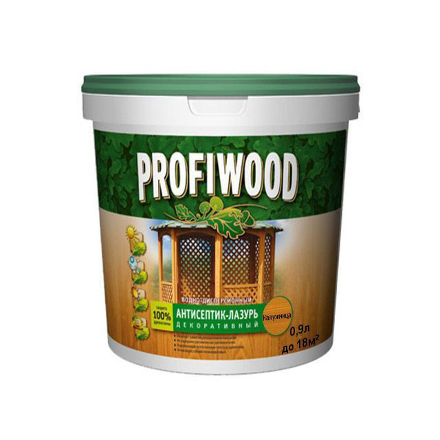 Антисептик - лазурь для дерева полиакриловый калужница 0,9 кг PROFIWOOD