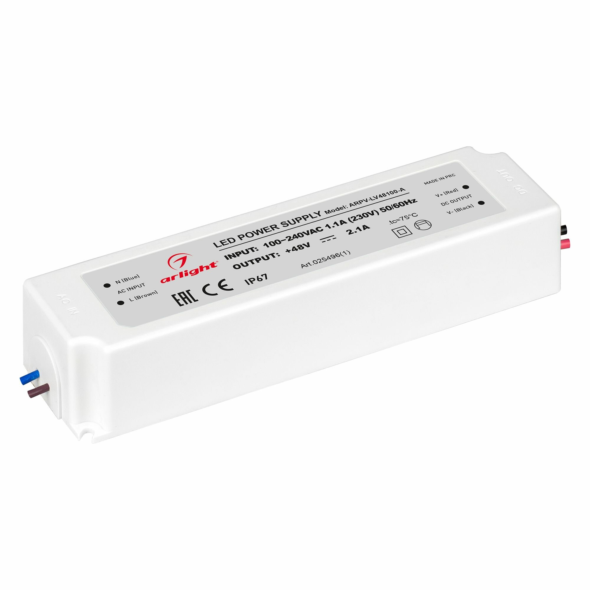 Блок питания для светодиодной ленты Arlight ARPV-LV48100-A (48V, 2.1A, 100W)
