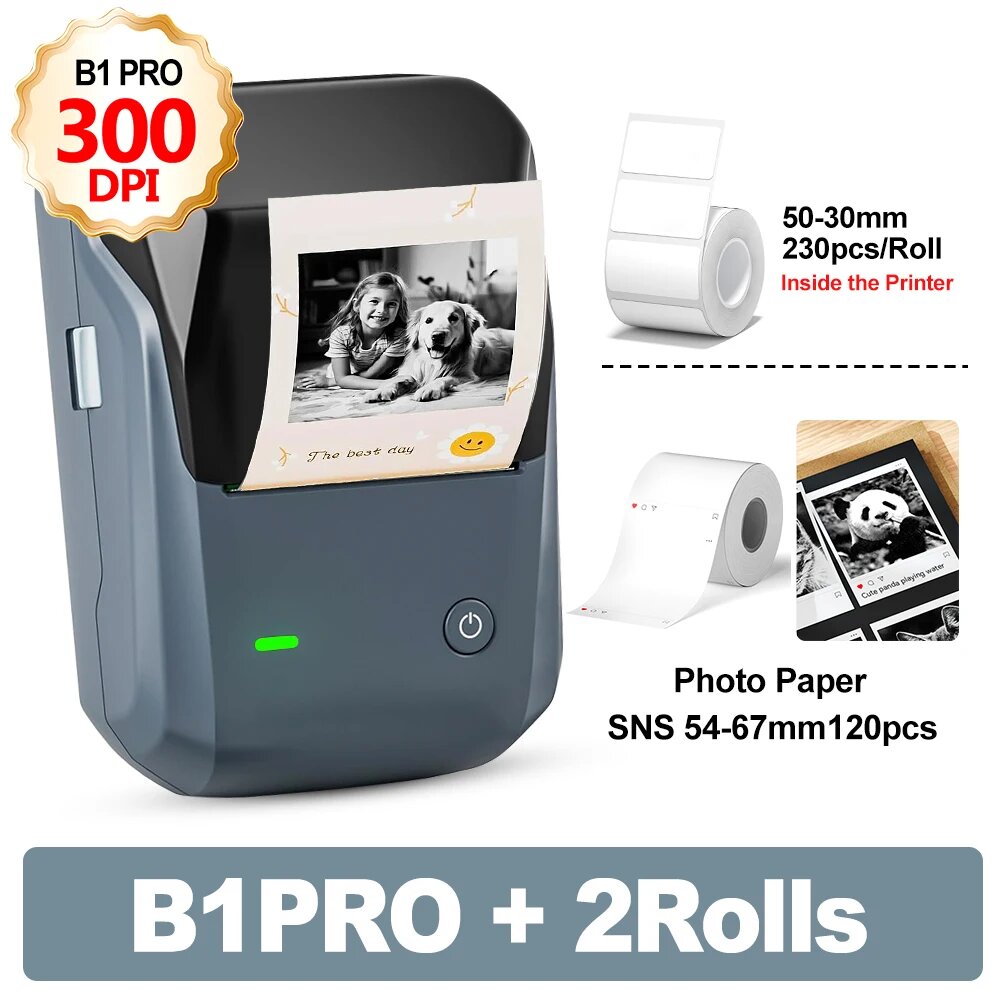 Портативный фотопринтер Niimbot B1 Pro 300 DPI, зеленый, SNS 54x67