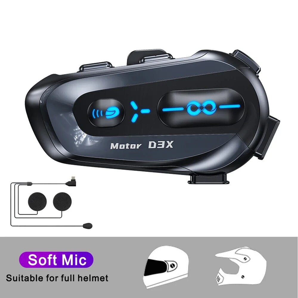 Bluetooth-гарнитура Для Шлема С Интеркомом На 600 М, Двусторонняя Связь 1PC Soft Mic