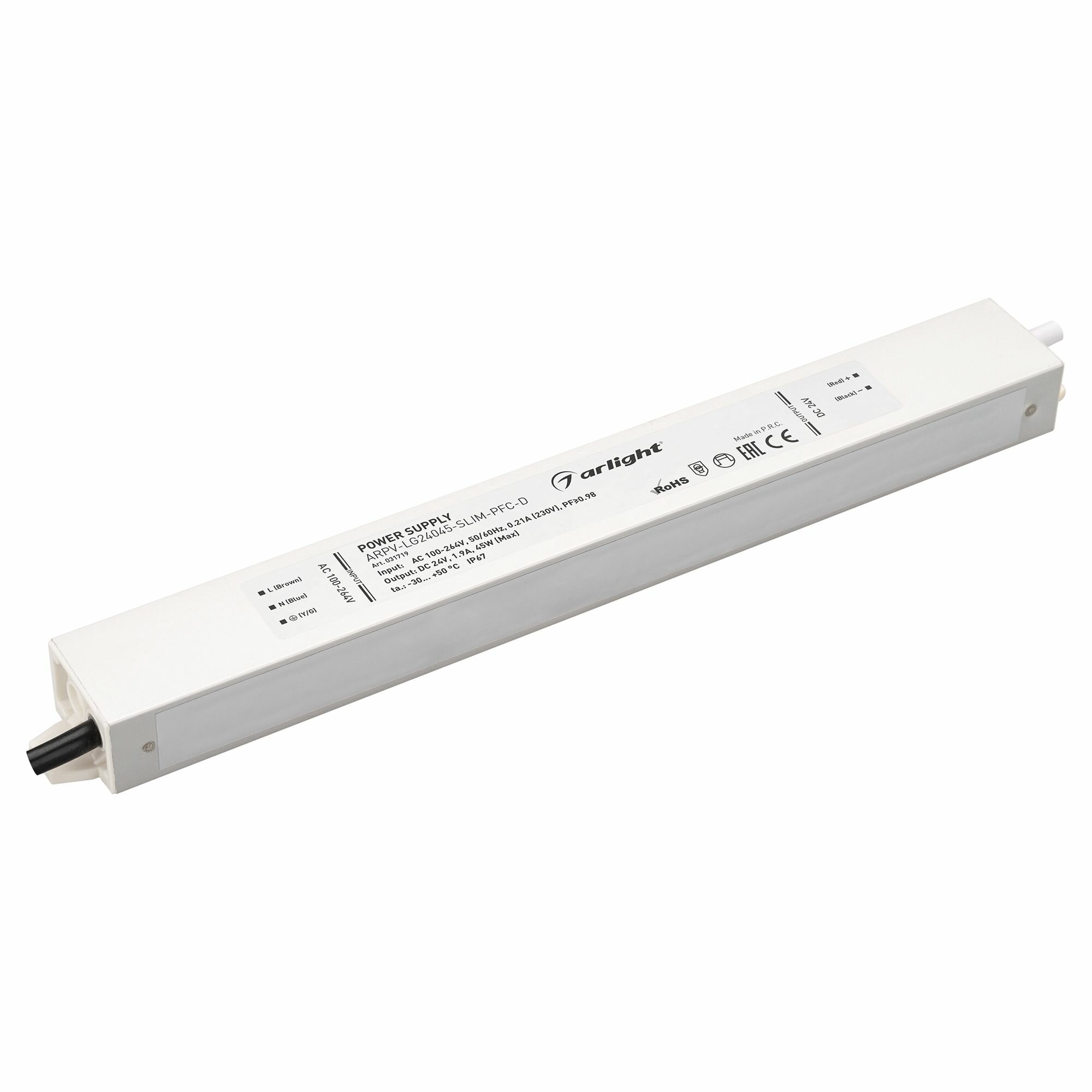 Блок питания для светодиодной ленты Arlight ARPV-LG24045-SLIM-PFC-D (24V, 1.9A, 45W)