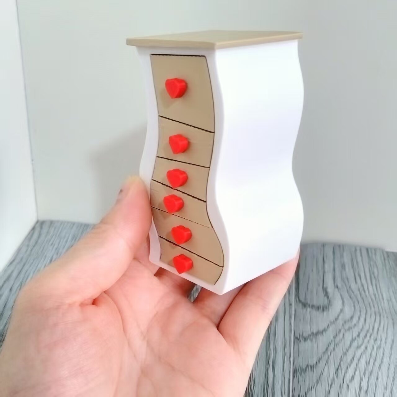 1:12 Масштаб Миниатюрный шкафчик для кукольного домика из PLA, сборка, декоративная модель для стола, коробка для хранения мелких предметов