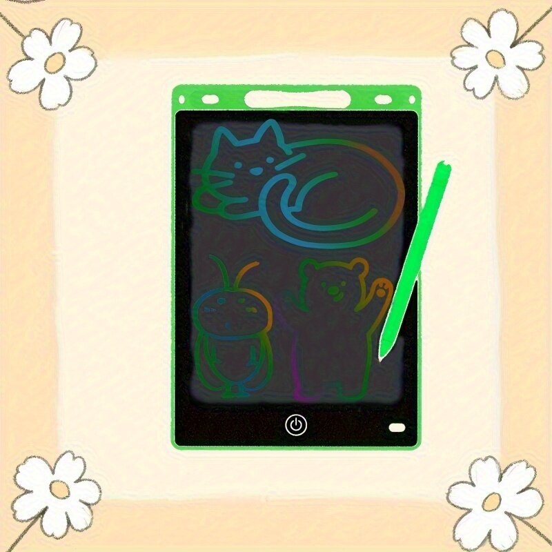 Детская LCD-доска для рисования, многоразовая, с пером-стилусом, прочный ПВХ, 6 ярких цветов, цвет: мятно-зеленый