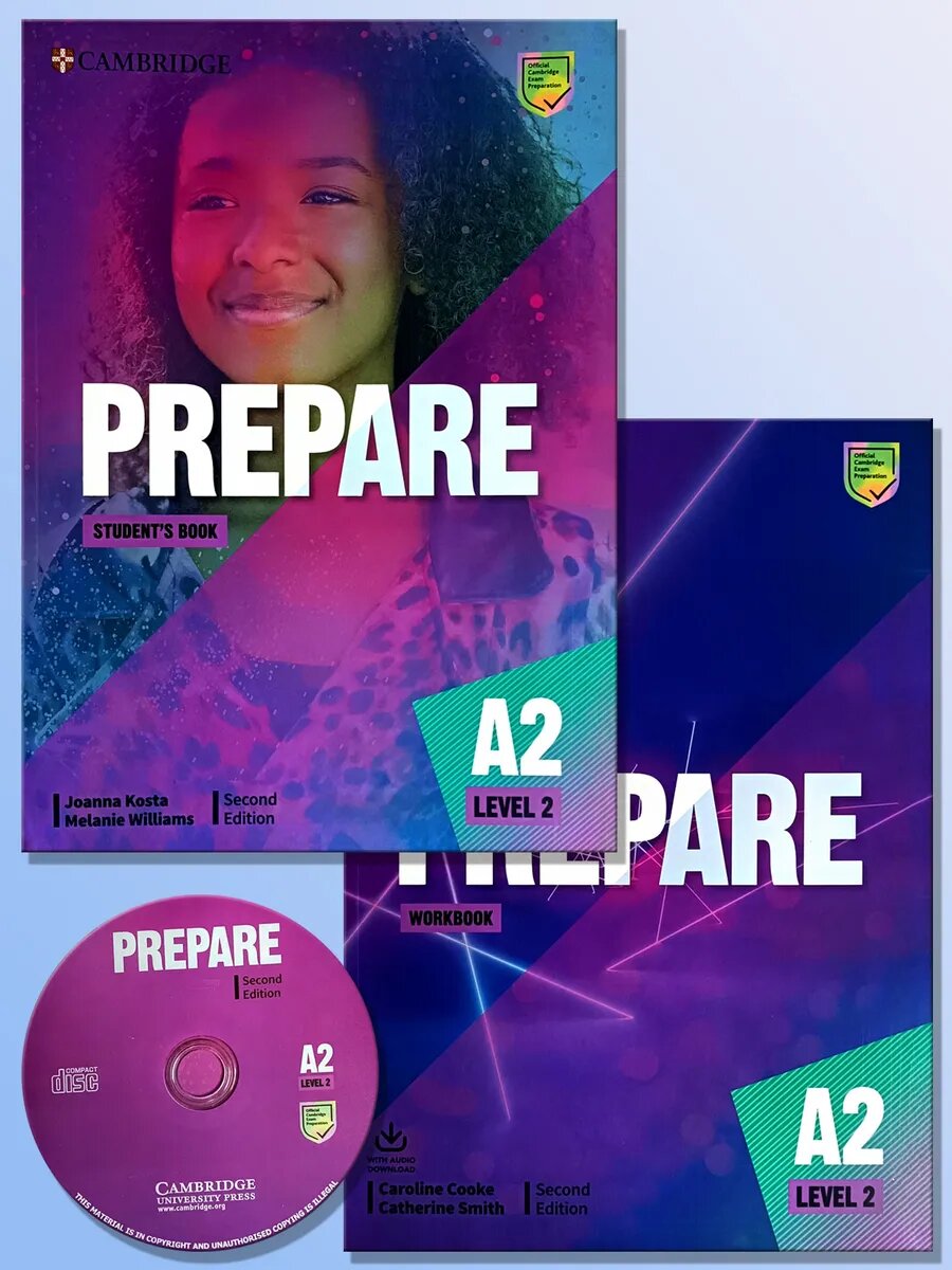 Prepare A2 level 2, Second Edition (комплект student book, workbook, диск)