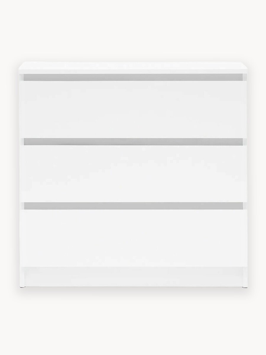 Комод Честер c 3-мя ящиками белый глянец/белый, размер 80.2х33х76.8