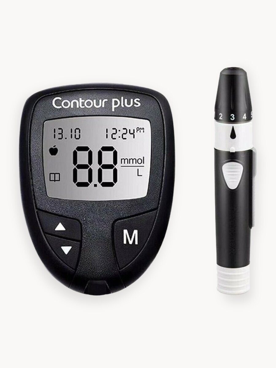 Глюкометр Contour plus (Контур Плюс), прокалыватель и ланцеты в наборе