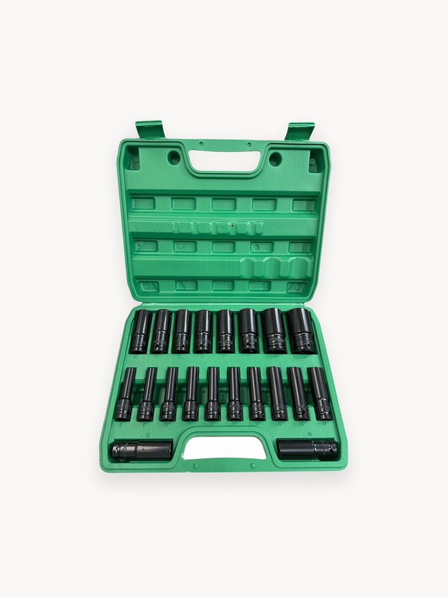 Набор торцевых ударных головок для гайковертов и шуруповертов 1/2" в кейсе