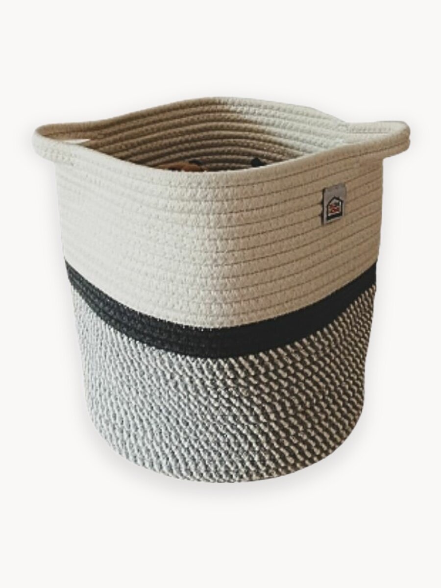 Корзина плетеная с ручками для белья и хранения игрушек 28х28 см. кашпо для цветов