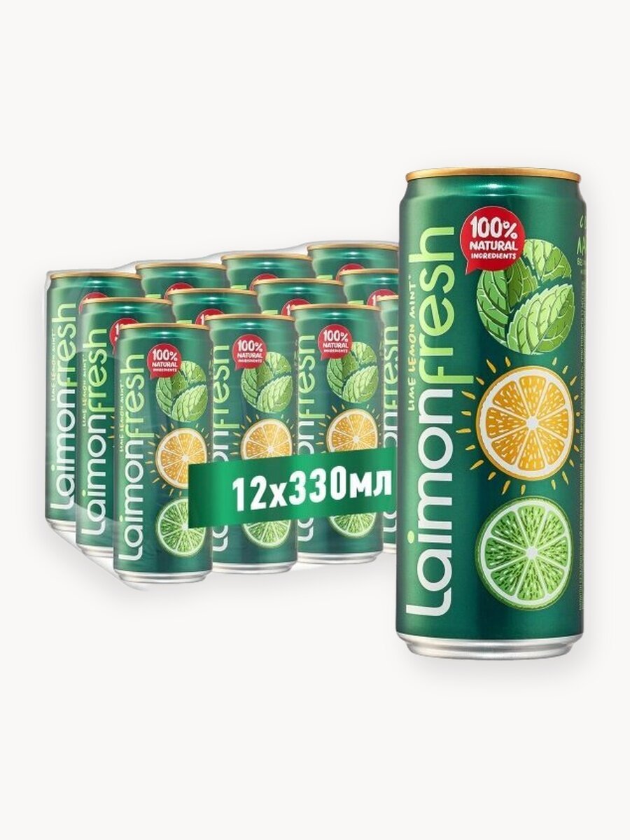 Напиток газированный Laimon Fresh Лайм Лимон Мята ж/б 0,33 л (12 штук в упаковке)