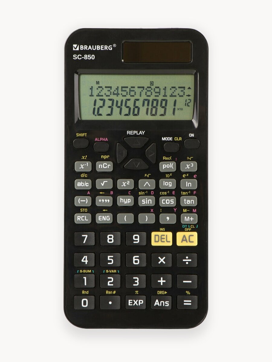 Калькулятор инженерный непрограммируемый научный Brauberg Sc-850 (163х82 мм), 240 функций, 10+2 разрядов, двойное питание, черный, 250525